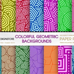 Colorful Geometric Seamless Backgrounds Circle, Diamond, Triangle ...