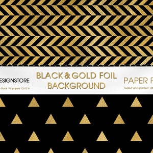 Black and Gold Foil Digital Paper Seamless Black and Gold - Etsy Canada