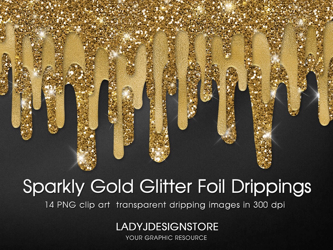 Sparkly Gold Glitter Foil Dripping with sparcle foil drippings | Etsy