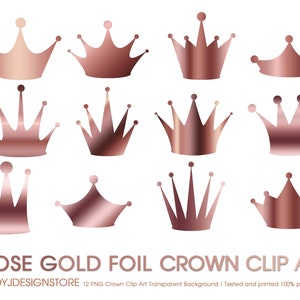 Rose Gold Foil Crown Clipart 12 Digital Clipart Crowns for Invitations ...