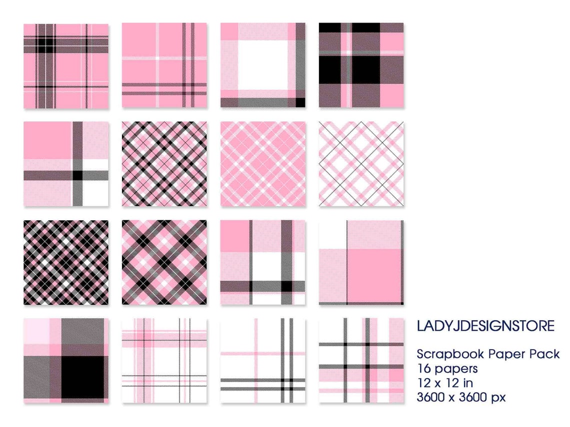 Plaid Pink Digital Paper Lumberjack Plaid Tartan Checkers Log | Etsy