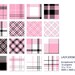 Plaid Pink Digital Paper Lumberjack Plaid Tartan Checkers Log Cabin ...