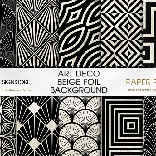 Art Deco Digital Paper Geometric Line Art Seamless Retro - Etsy