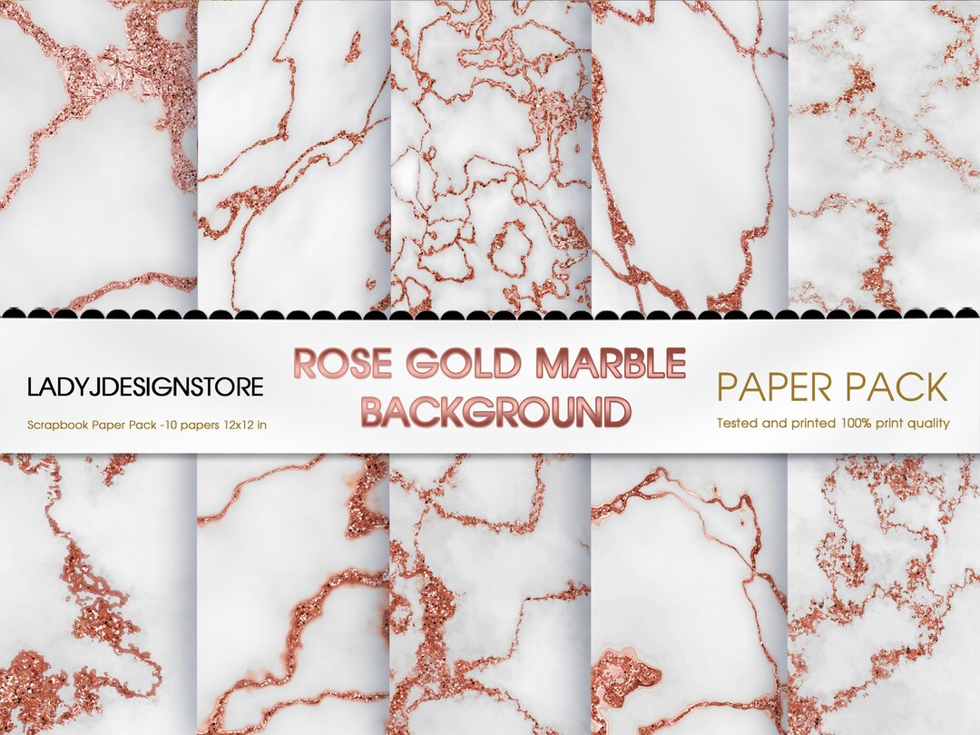 Glam Rose Gold Marble Digital Seamless Paper, Digital Marble, Gold ...