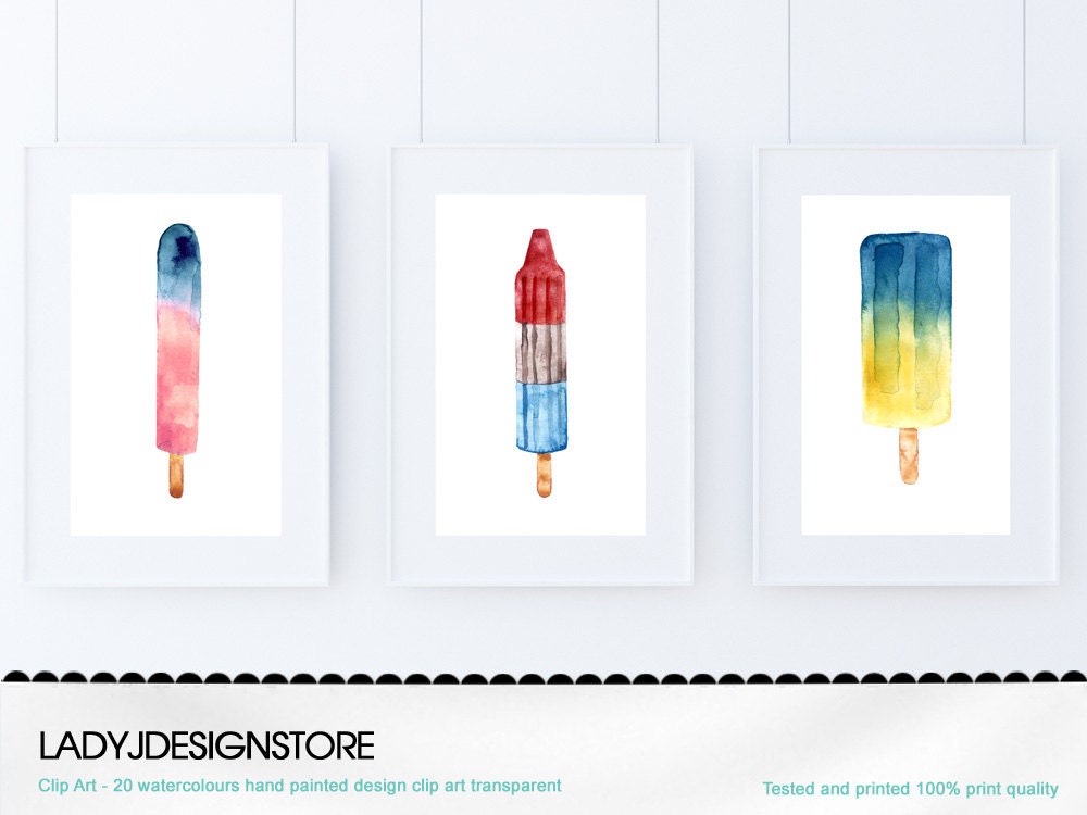 Ice Cream Popsicle Watercolor Painting Ice Cream Print - Etsy