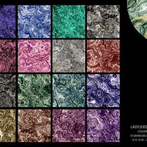 Colorful Marble 2 Digital Seamless Paper, Digital Marble, Gold Marble ...