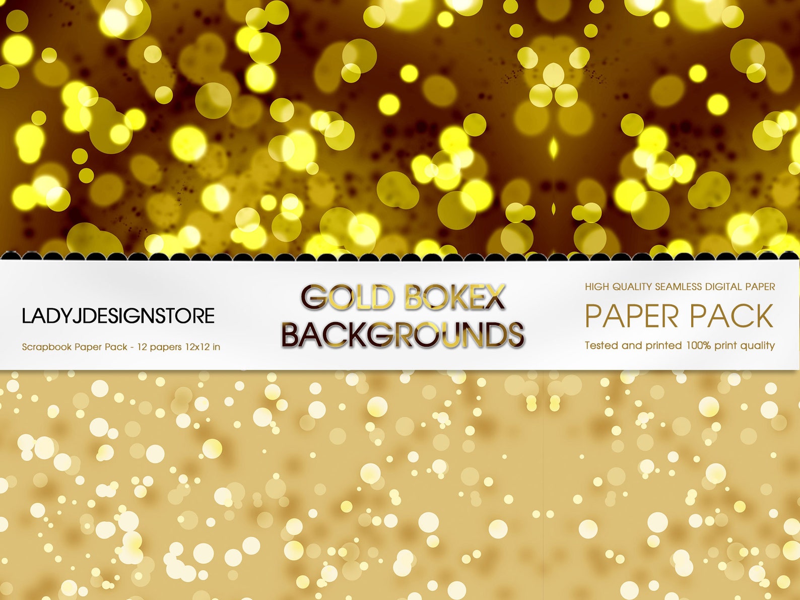 Gold Digital Bokeh Paper Gold Bokeh and Glitter Shiny - Etsy