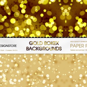 Gold Digital Bokeh Paper Gold Bokeh and Glitter Shiny Paper Pack With ...