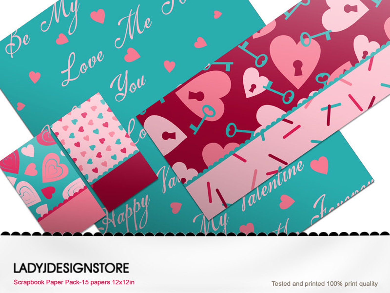 Sweet Valentine Heart 15 Printable Digital Papers Sweet - Etsy