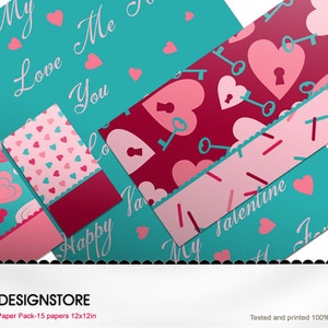 Sweet Valentine Heart 15 Printable Digital Papers Sweet ...
