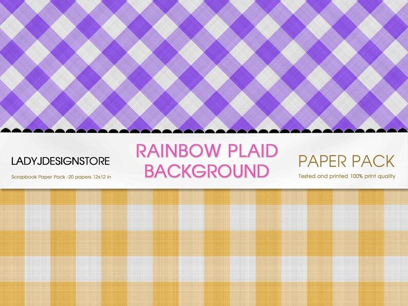 Gingham Rainbow Plaid Background Digital Paper Tartan - Etsy