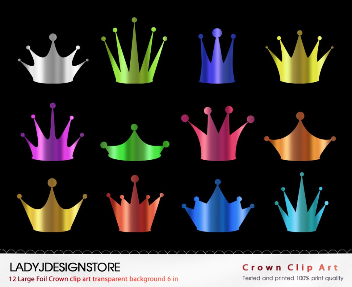 Crown Foil Clipart 12 Digital Clipart Crowns for - Etsy UK