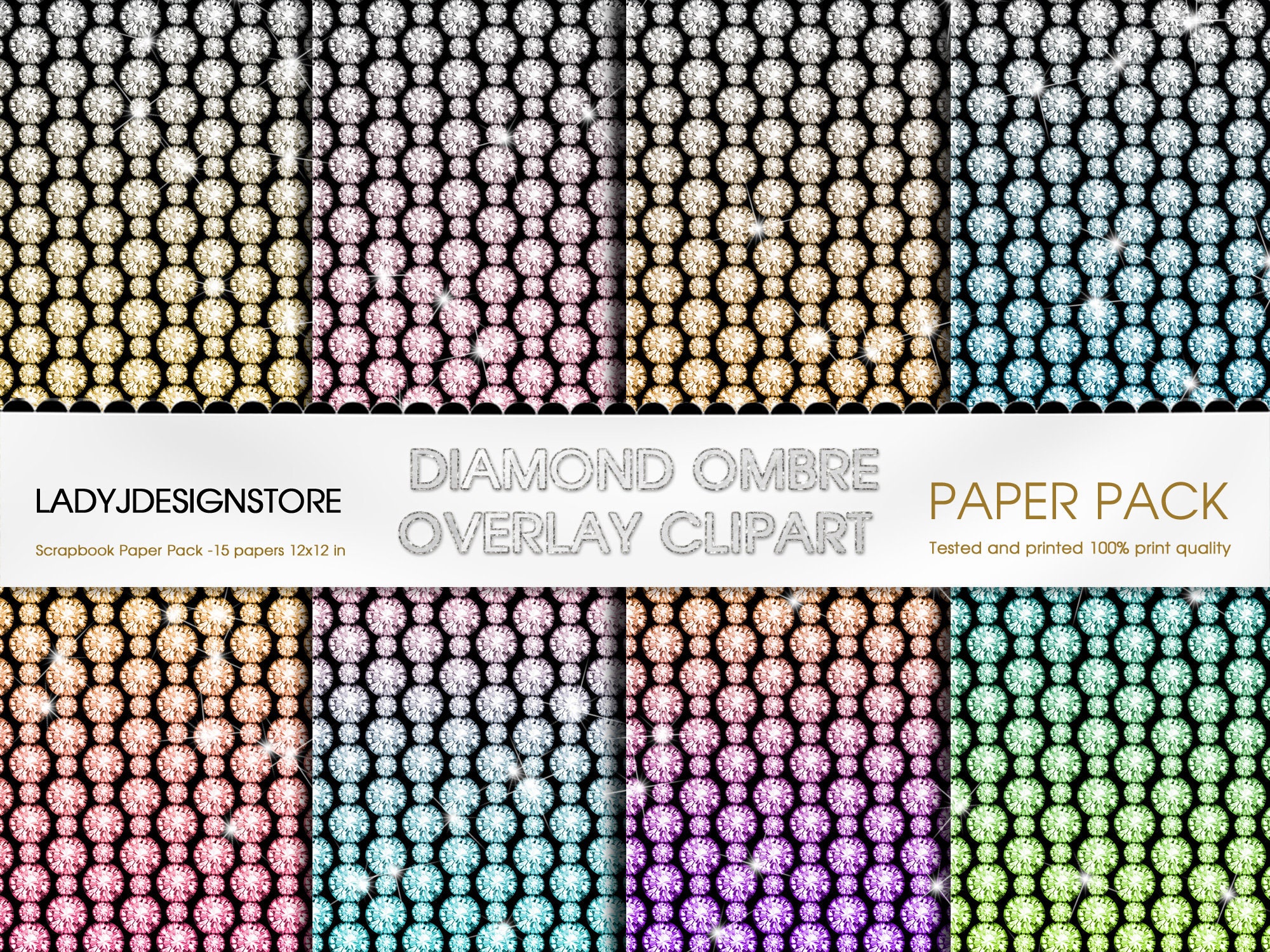 Diamond Ombre Overlay Clipart in PNG diamond transparent | Etsy