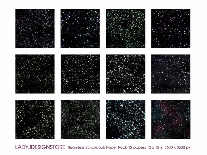 Sparkly Night Sky Seamless Background Stars Background Sky - Etsy