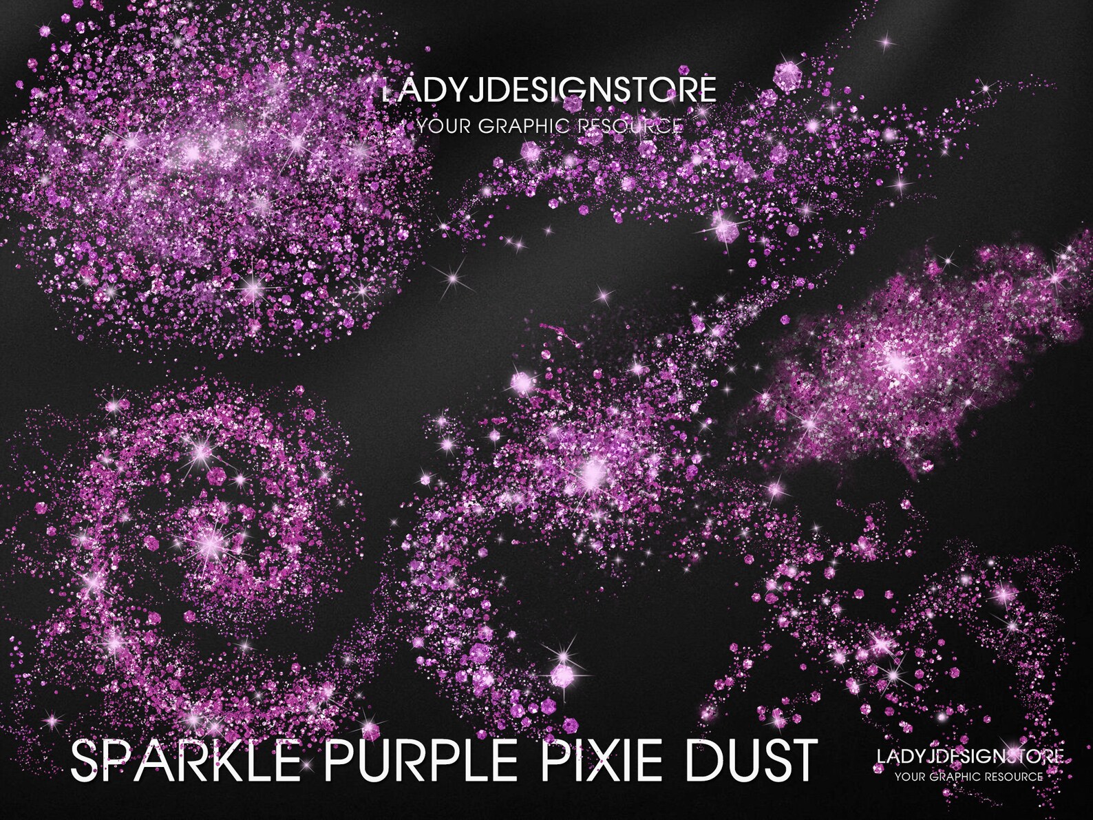 Sparkle Purple Pixie Dust Overlays Clipart Purple Glitter | Etsy