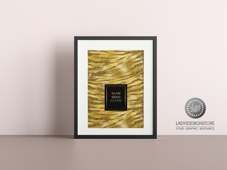 Gold Glitter Glam Digital Paper Seamless Tiger Cheetah Zebra | Etsy