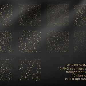 Seamless Gold Stardust Overlays, Starry Night Gold Star Patterns in PNG ...