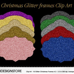 GLITTER FRAMES 10 Glitter Clipart, Frames, Christmas Clipart, Printable ...