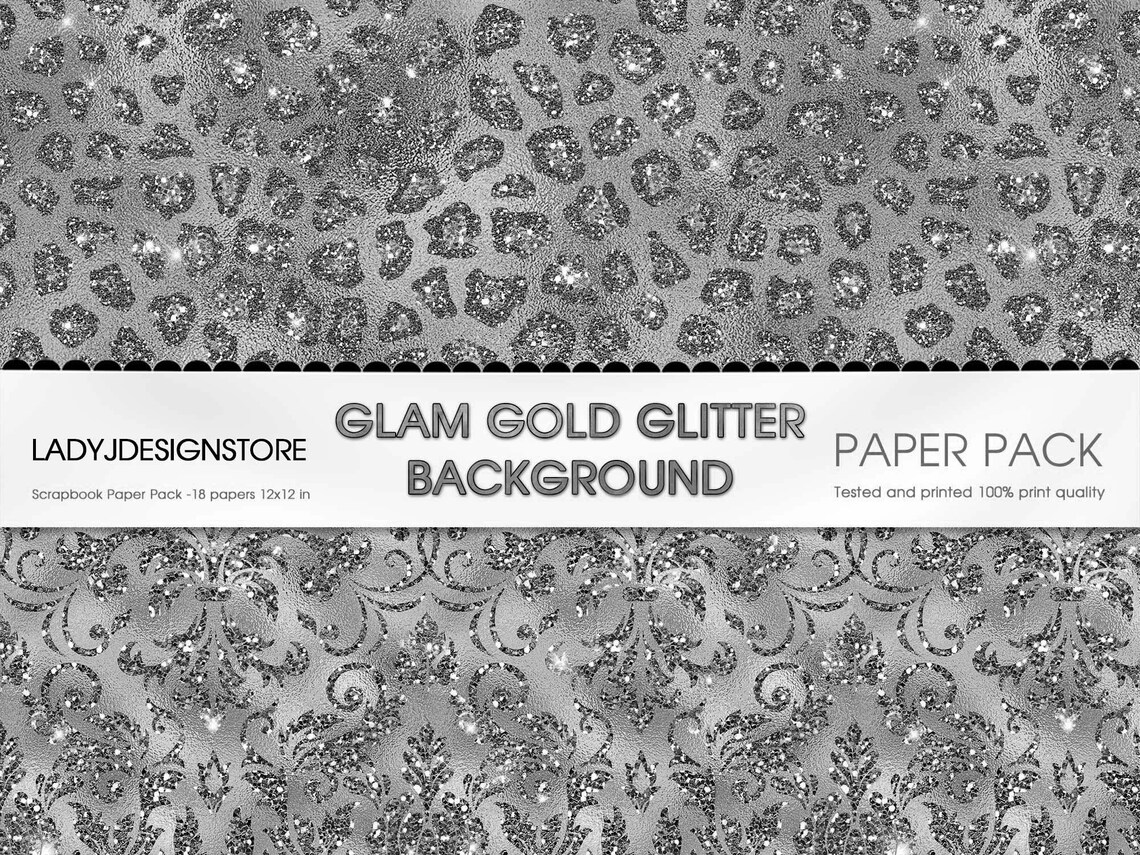 Silver Glitter Glam Digital Paper Seamless Tiger Cheetah - Etsy