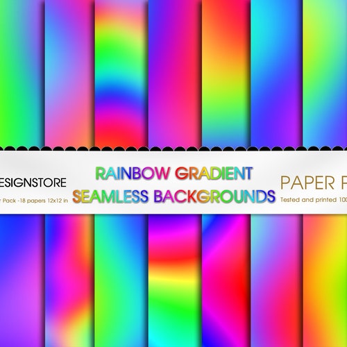 Bright Rainbow Watercolor Digital Paper Ombre Gradient - Etsy