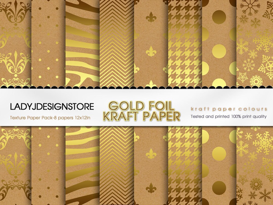 GOLD FOIL KRAFT Digital Papers 8 Textures, Paper Pack, Instant Download ...