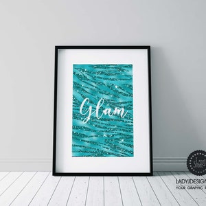 Teal Glam Digital Paper, Seamless Tiger Cheetah Zebra Patterns ...