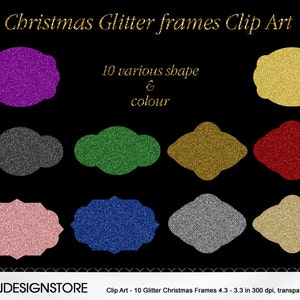 GLITTER FRAMES 10 Glitter Clipart, Frames, Christmas Clipart, Printable ...