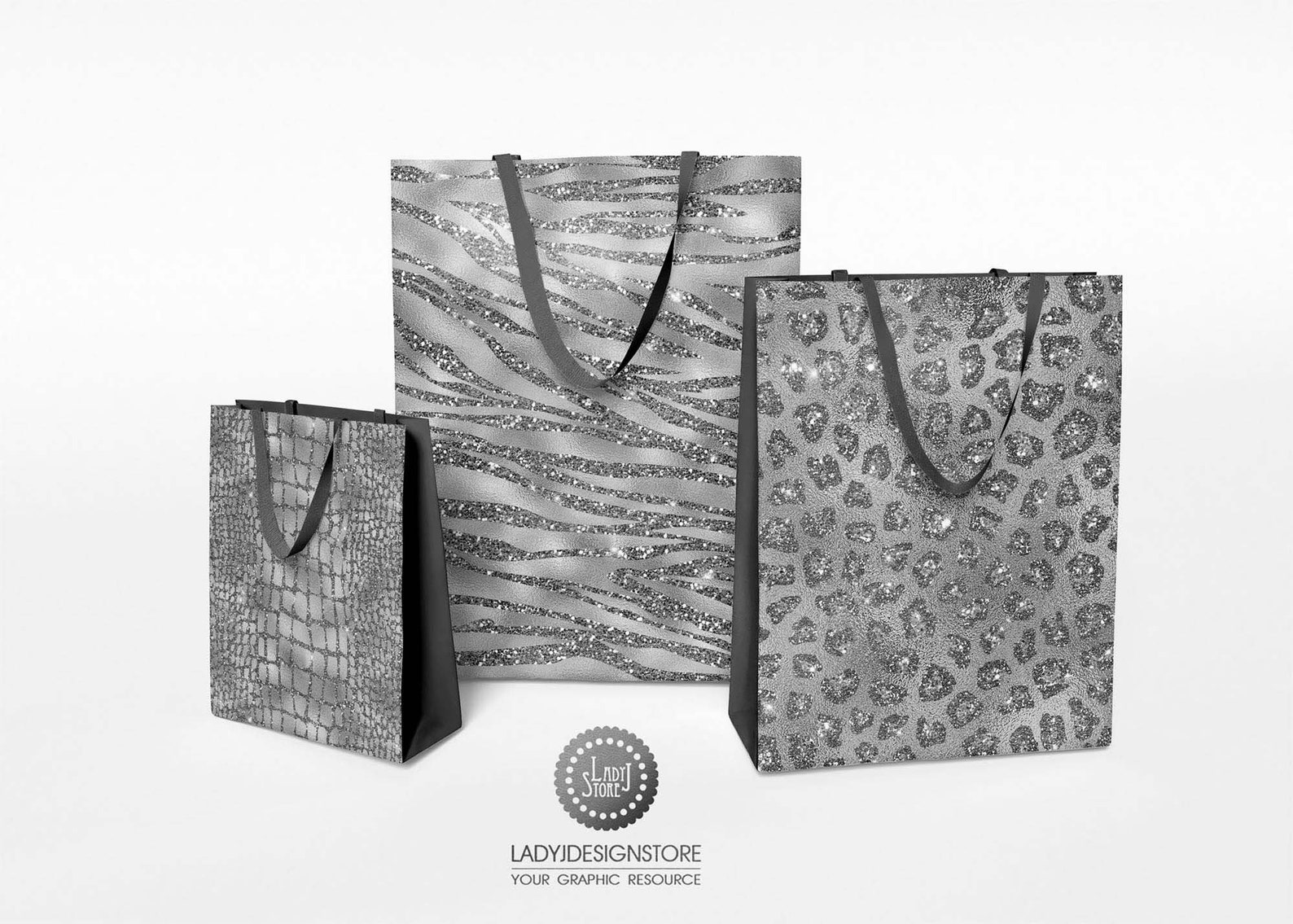 Silver Glitter Glam Digital Paper Seamless Tiger Cheetah - Etsy