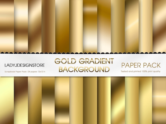 Gold Gradient, Gold Digital Paper, gold digital foil, metallic ...