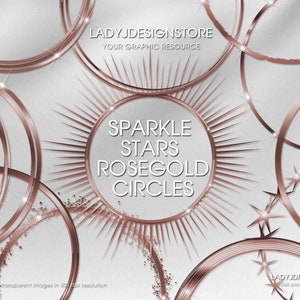 Digital Rosegold Frame Clipart, Metalic Rosegold Circle Frames, Simple ...