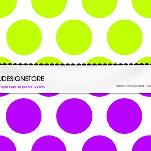 Digital Scrapbook Paper Pack Rainbow Big Polka Dot on White 16 Digital ...