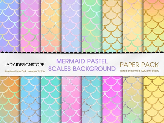 Iridescent Mermaid Sparkling Scales Digital paper seamless mermaid tail ...