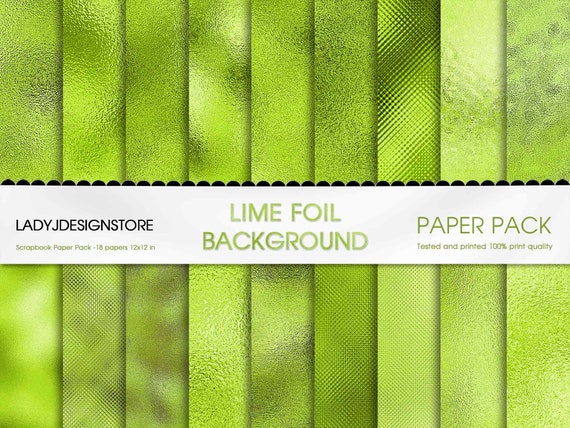 Lime Green Foil Digital Paper, foil textures shimmer printable ...