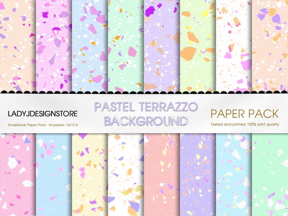 Terrazzo Pastel Seamless Digital Paper pack, Terrazzo Colorful Texture ...