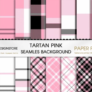 Plaid Pink Digital Paper Lumberjack Plaid Tartan Checkers Log Cabin ...