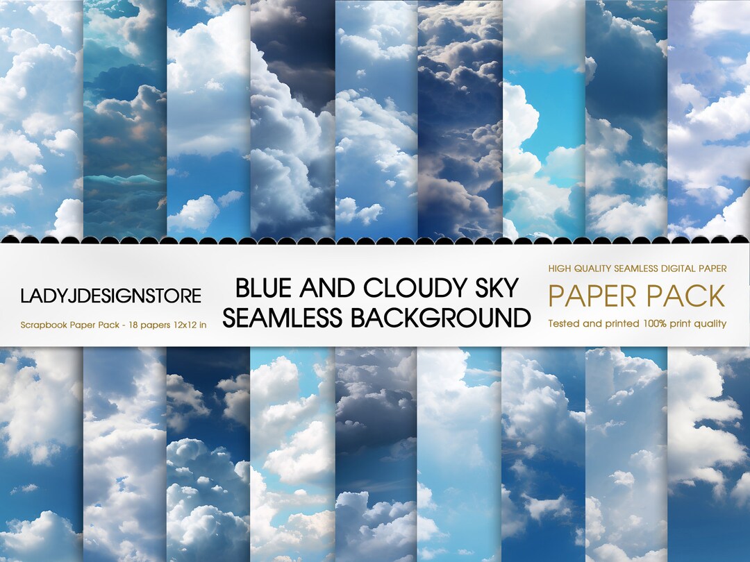 Blue and Cloudy Sky Seamless Background Texture, Sunny Blue Sky With ...