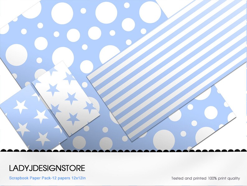 Digital Scrapbook Paper Pack Baby Blue Pastel Dots Stars - Etsy UK