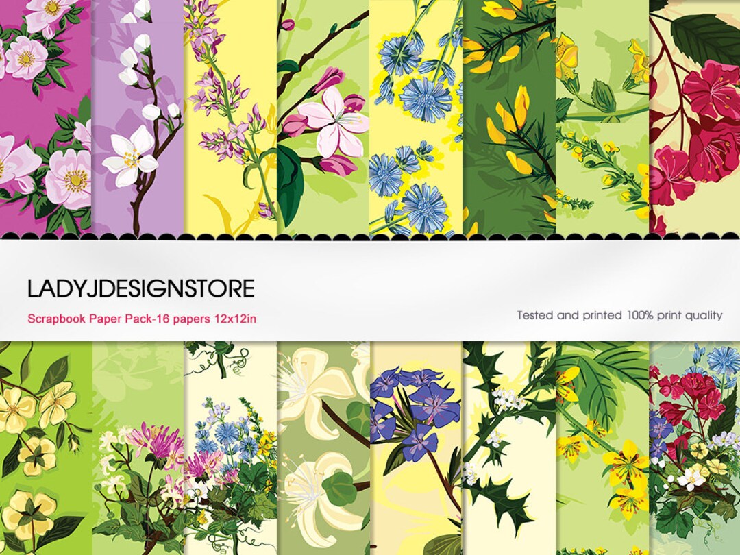 Blooming Spring 16 Designed Printable Digital Scrapbooking Papers ...