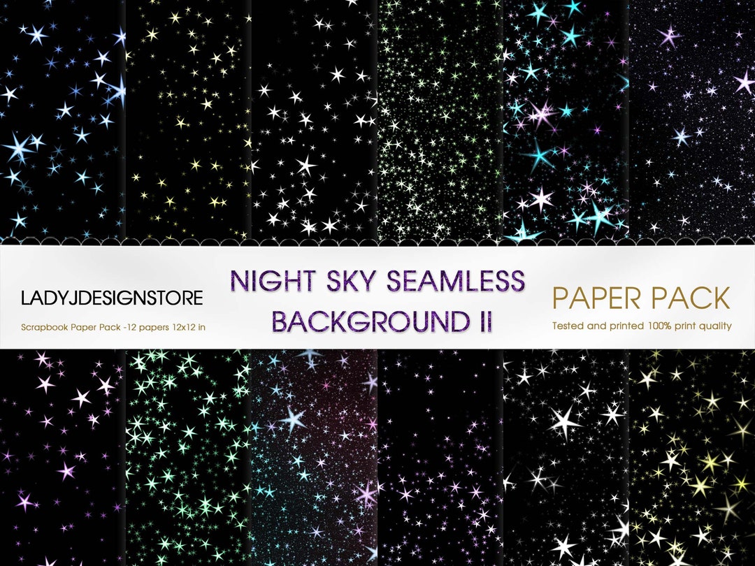 Sparkly Night Sky Seamless Background Stars Background Sky Digital ...
