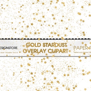 Seamless Gold Stardust Overlays, Starry Night Gold Star Patterns in PNG ...