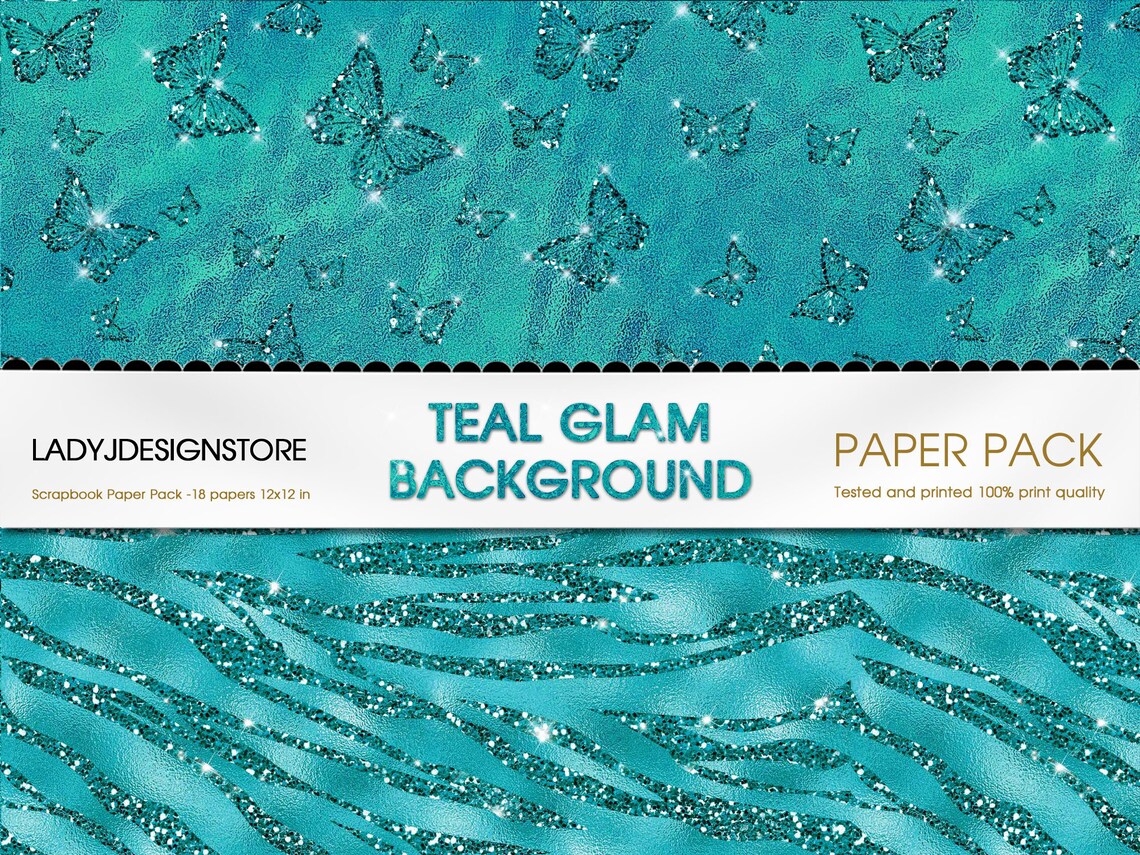 Teal Glam Digital Paper Seamless Tiger Cheetah Zebra - Etsy