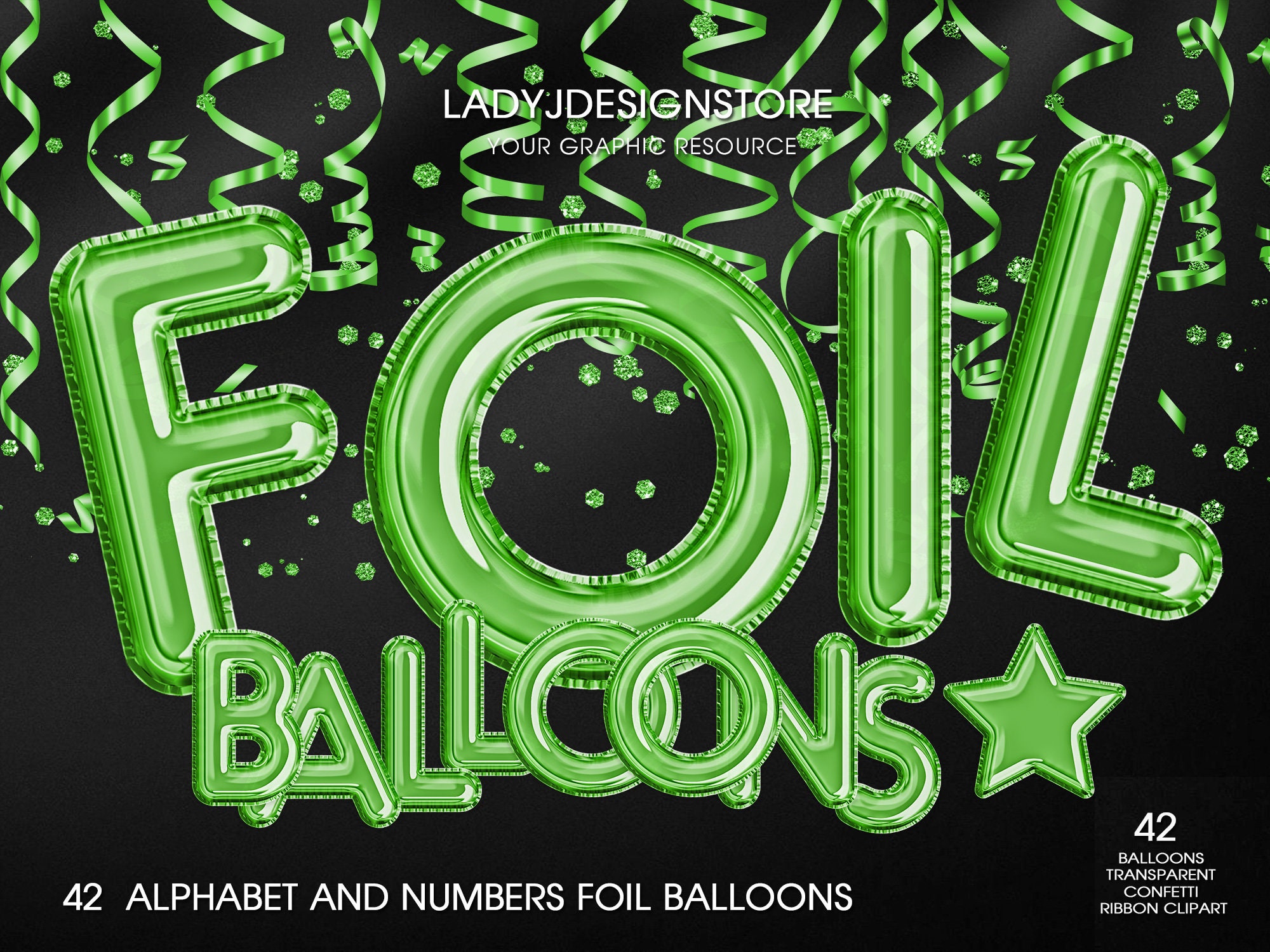 Green Foil Balloon Alphabet Clip Art PNG Transparent Gold - Etsy