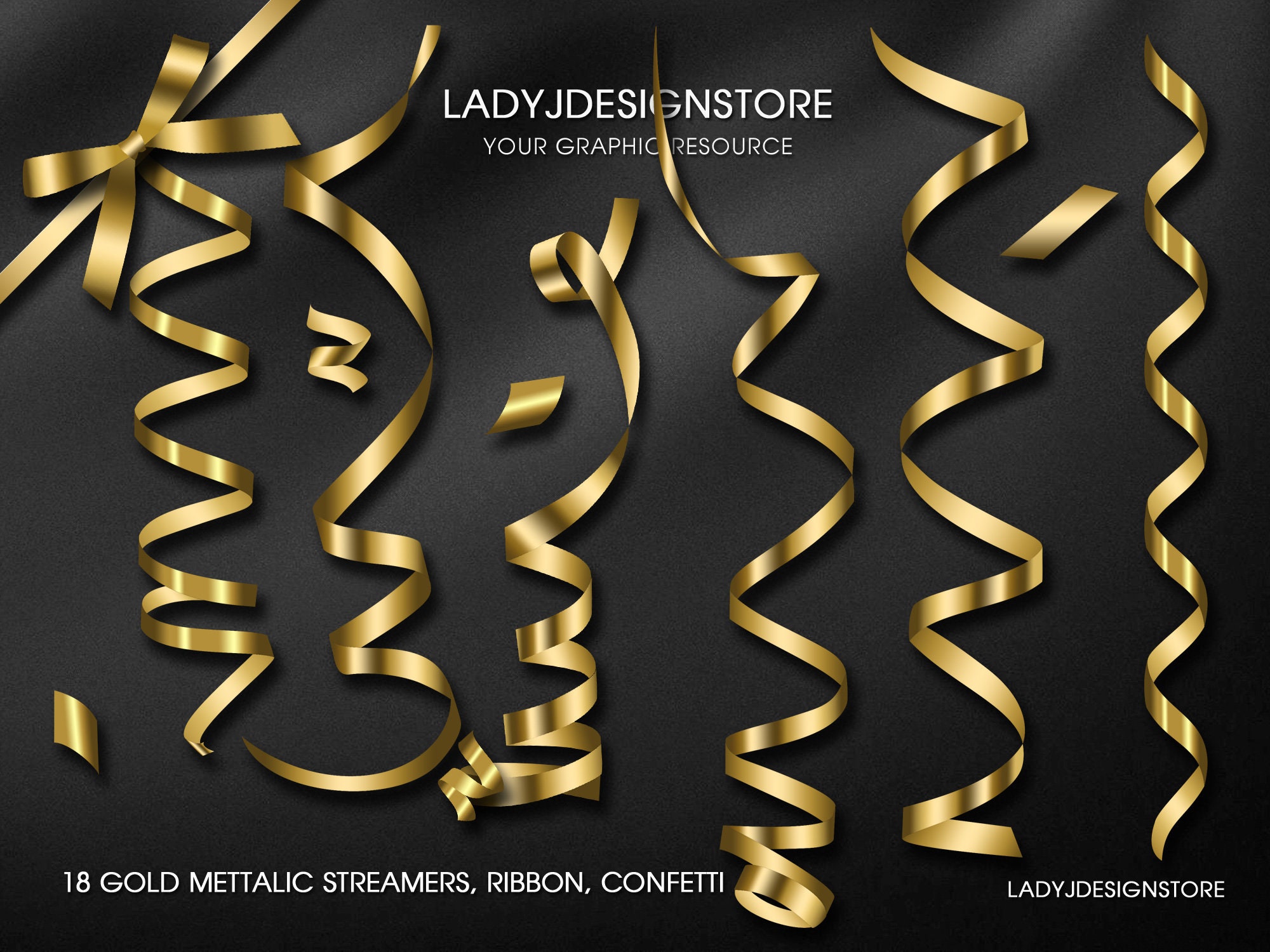 Gold Streamers Png