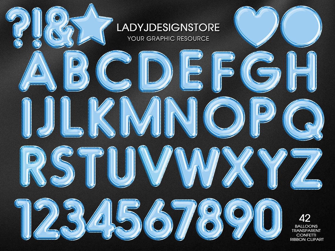 Sky Blue Foil Balloon Alphabet Clip Art PNG Transparent Light - Etsy