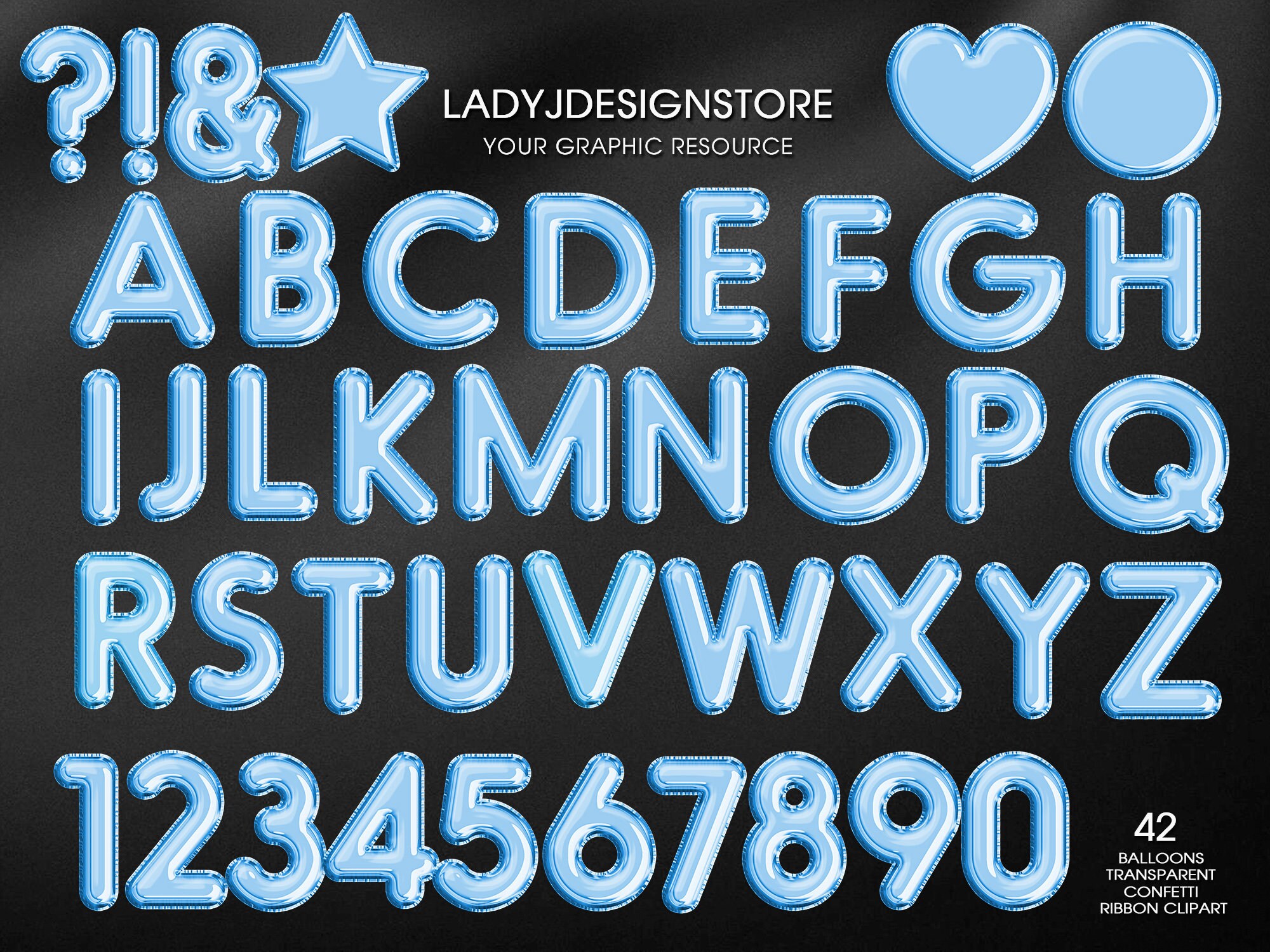 Sky Blue Foil Balloon Alphabet Clip Art PNG Transparent Light - Etsy