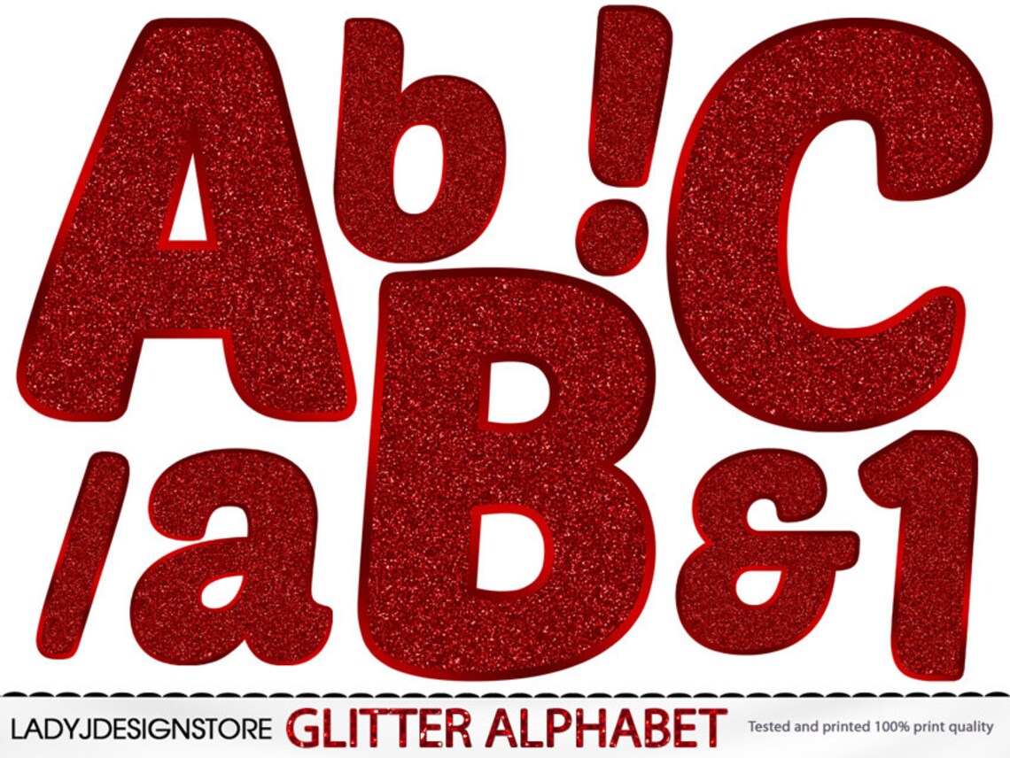 RED GLITTER CHRISTMAS Alphabet 26 Upper Case Lower Case - Etsy