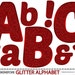 RED GLITTER CHRISTMAS Alphabet 26 Upper Case, Lower Case Letters ...