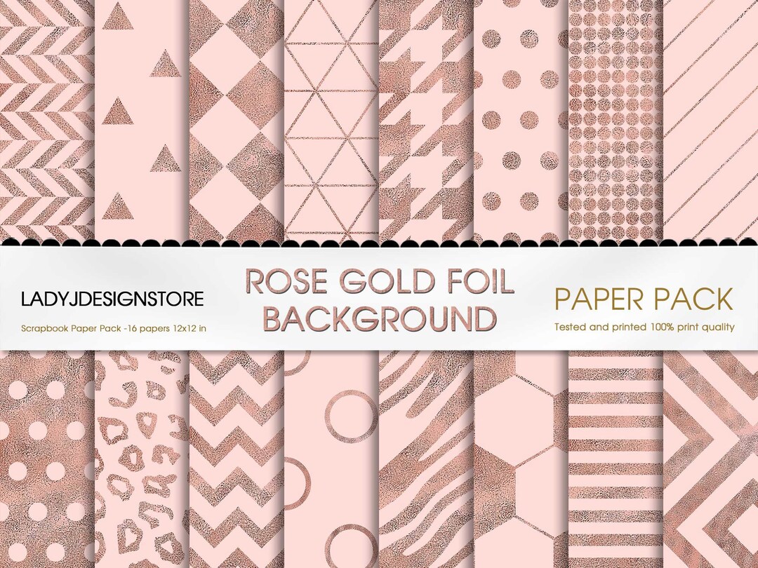 Rose Gold Foil Digital Paper, Seamless Rose Gold Glam Backgrounds Gold ...
