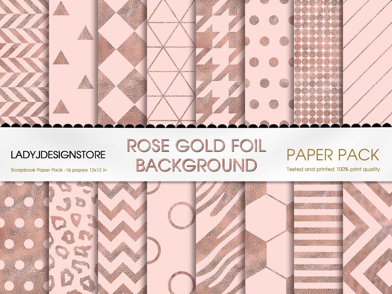 Rose Gold Foil Digital Paper Seamless Rose Gold Glam - Etsy