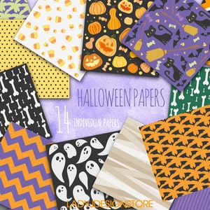 Digital Halloween Papers Spooky, Bat, Bones, Pumkin, Ghost, Celebration ...